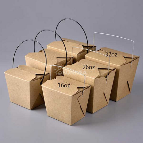 Asian Noodle Box with Optional Handle - Buy Kraft Paper Noodle Box ...