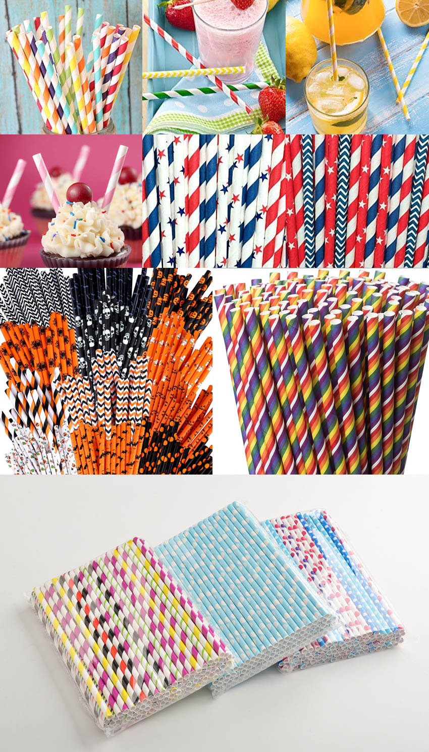 Disposable Biodegradable Printed Striped Paper Drinking Straws Buy